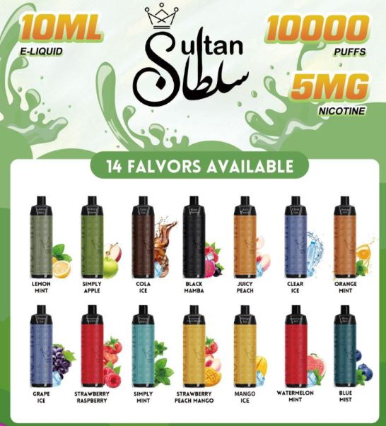 Sultan Big Cloud Rechargeable Vape | 10000 Puffs | 10ML | 10 Pack – Nova Distro INC.