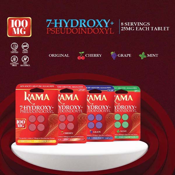 Kama 7-Hydroxy-Pseudoindoxyl Kratom 25 MG Each Tablets | 100MG | 4 Tab ...